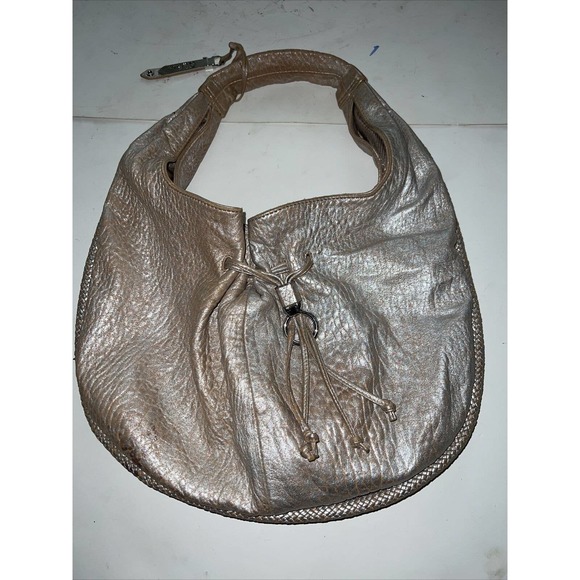 Cole Haan | Bags | Cole Haan Pebbled Leather Rustic Silver Gold ...